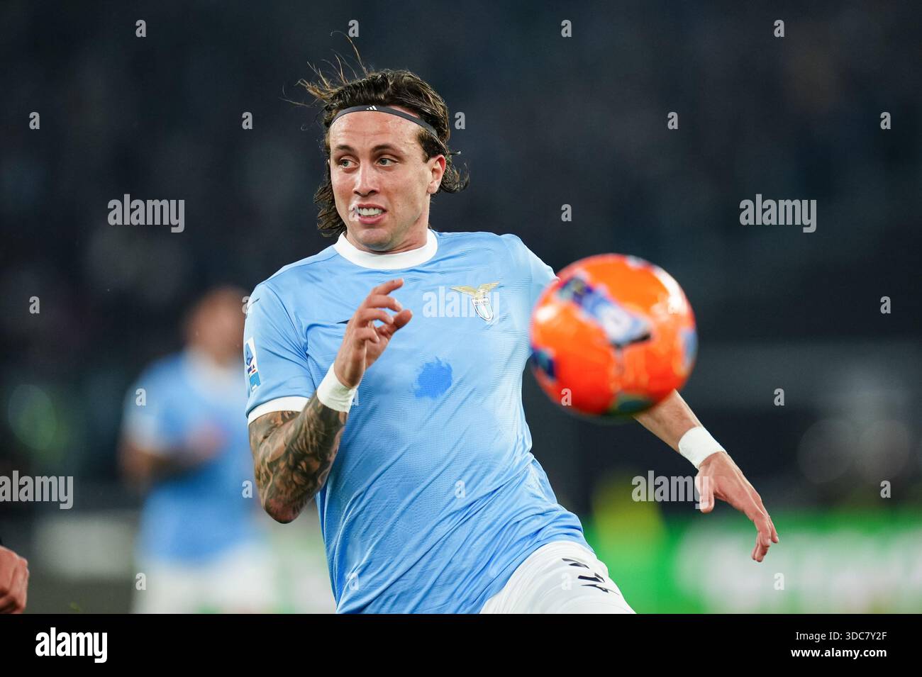 Luca Pellegrini of SS Lazio in action during the serie Serie A Enilive ...