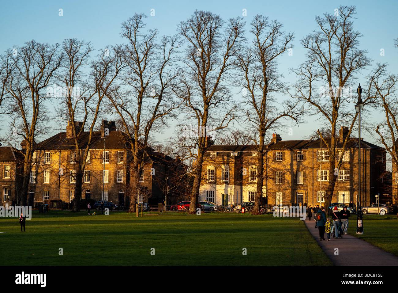 A general view showing the houses trees and a grass field on December ...