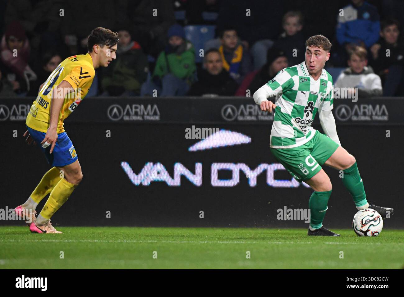 Westerlo's Thomas Van Den Keybus and RAAL's Dario Benavides pictured in ...