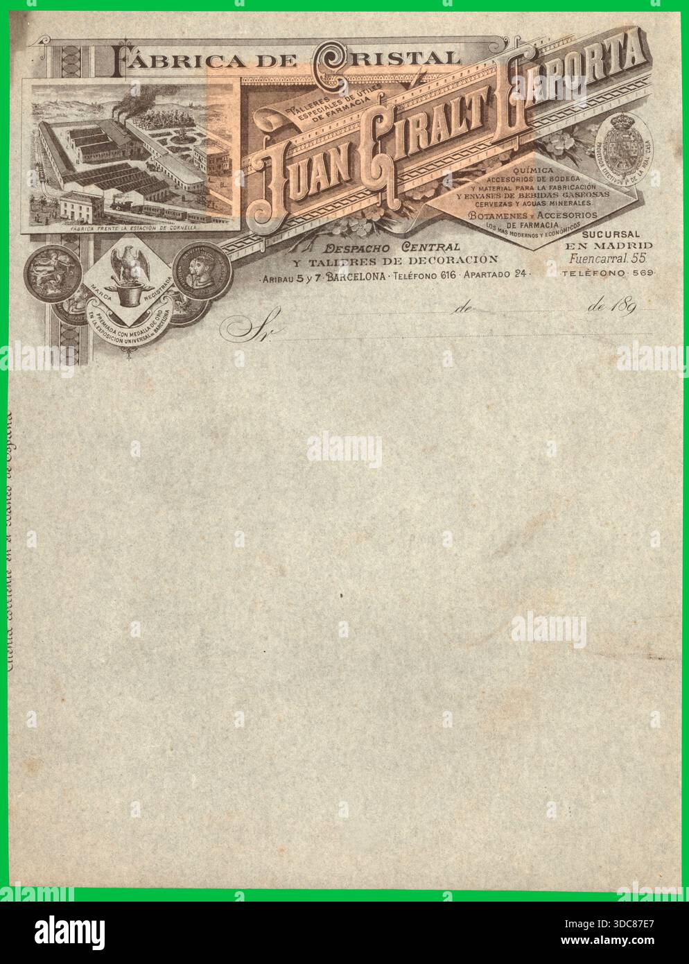 España. Correspondencia comercial. Modelo de carta de la Fábrica de ...