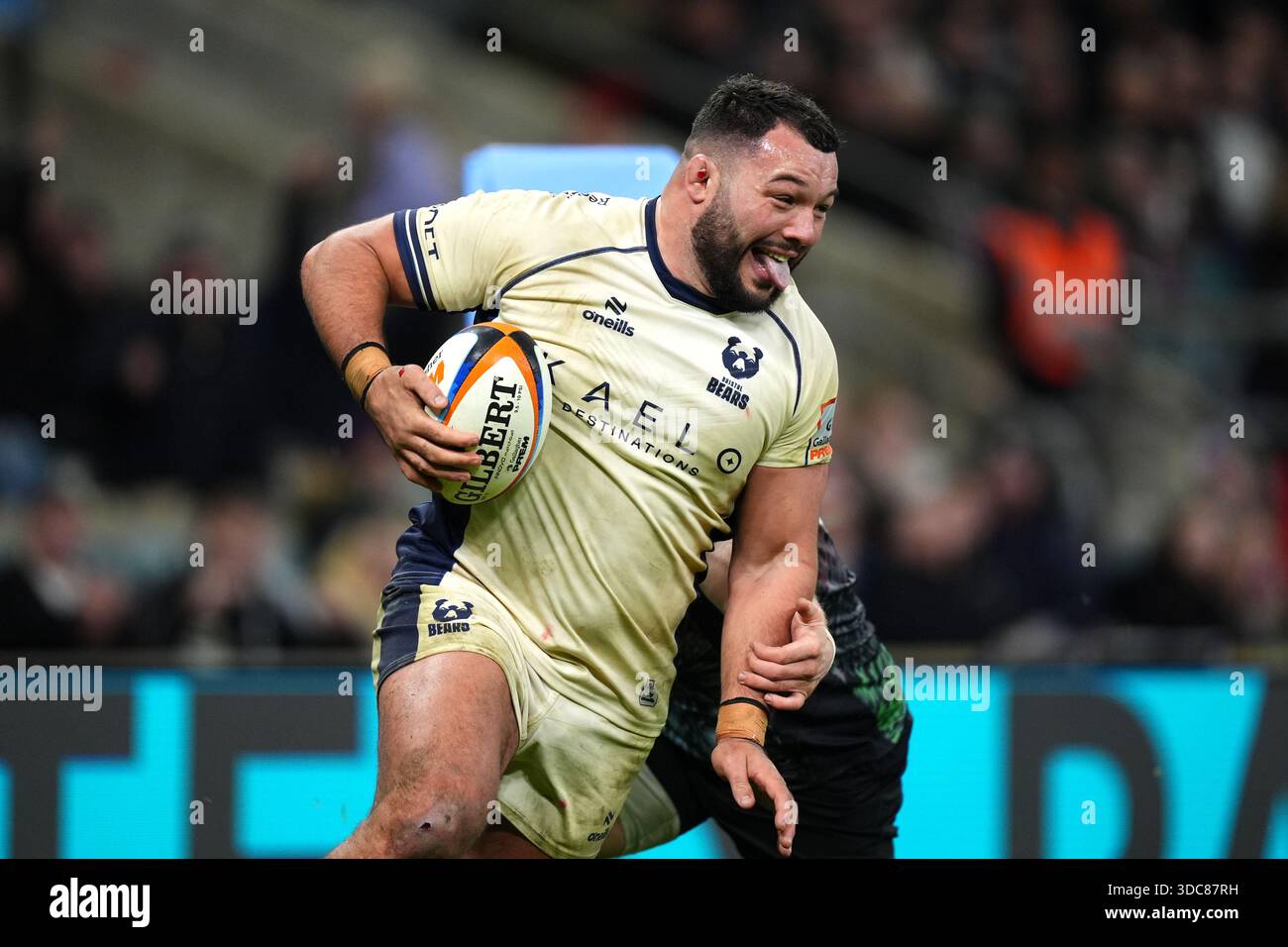 Bristol Bears' Ellis Genge scores his side's sixth try of the game ...
