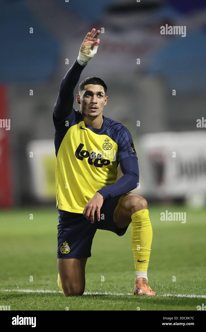 Union's Anan Khalaili celebrates after scoring during a soccer match ...