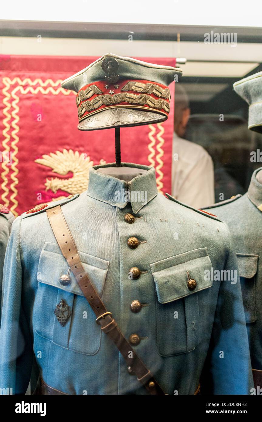 Historic Polish military officer uniform with cap displayed at the ...