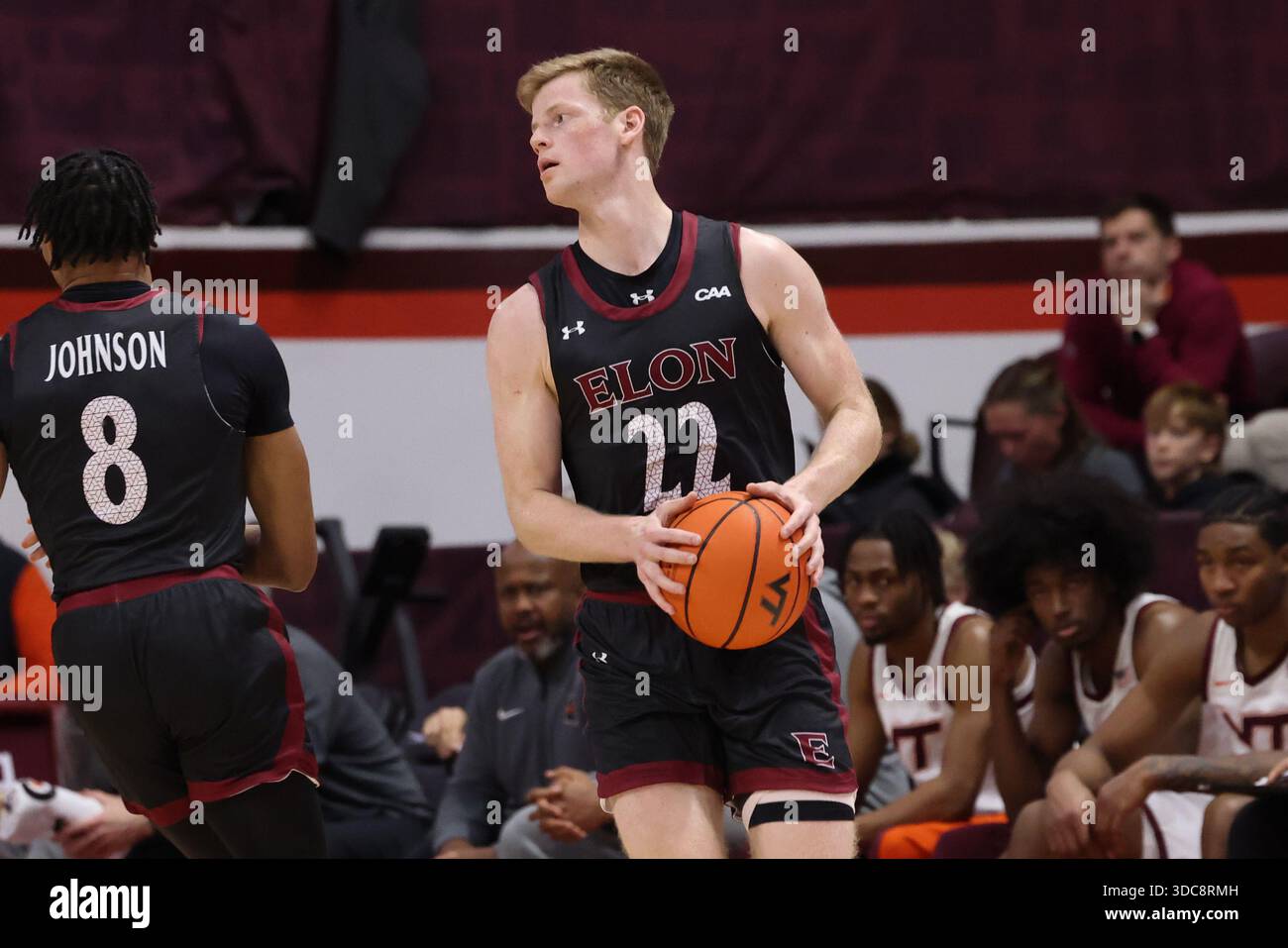 December 20, 2025: Elon Phoenix guard Ned Hull (22) looks to pass ...