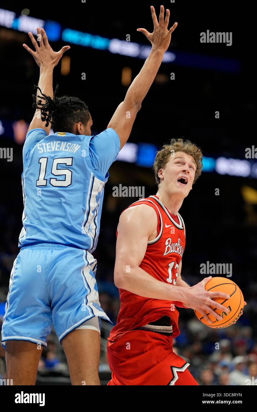 Ohio State center Christoph Tilly (13) shoots against North Carolina ...