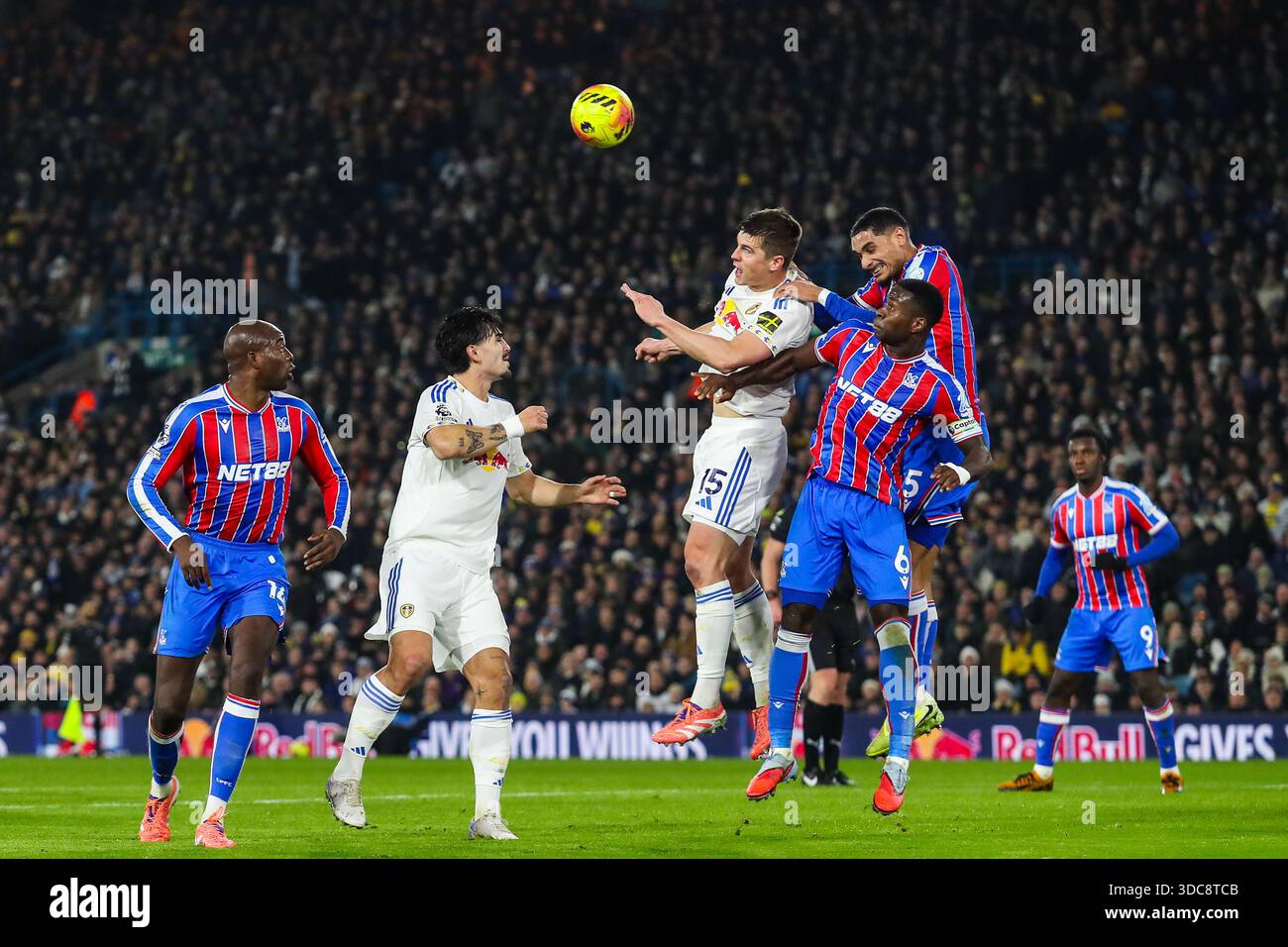 Jaka Bijol Of Leeds United heads the ball clear during the Leeds United ...