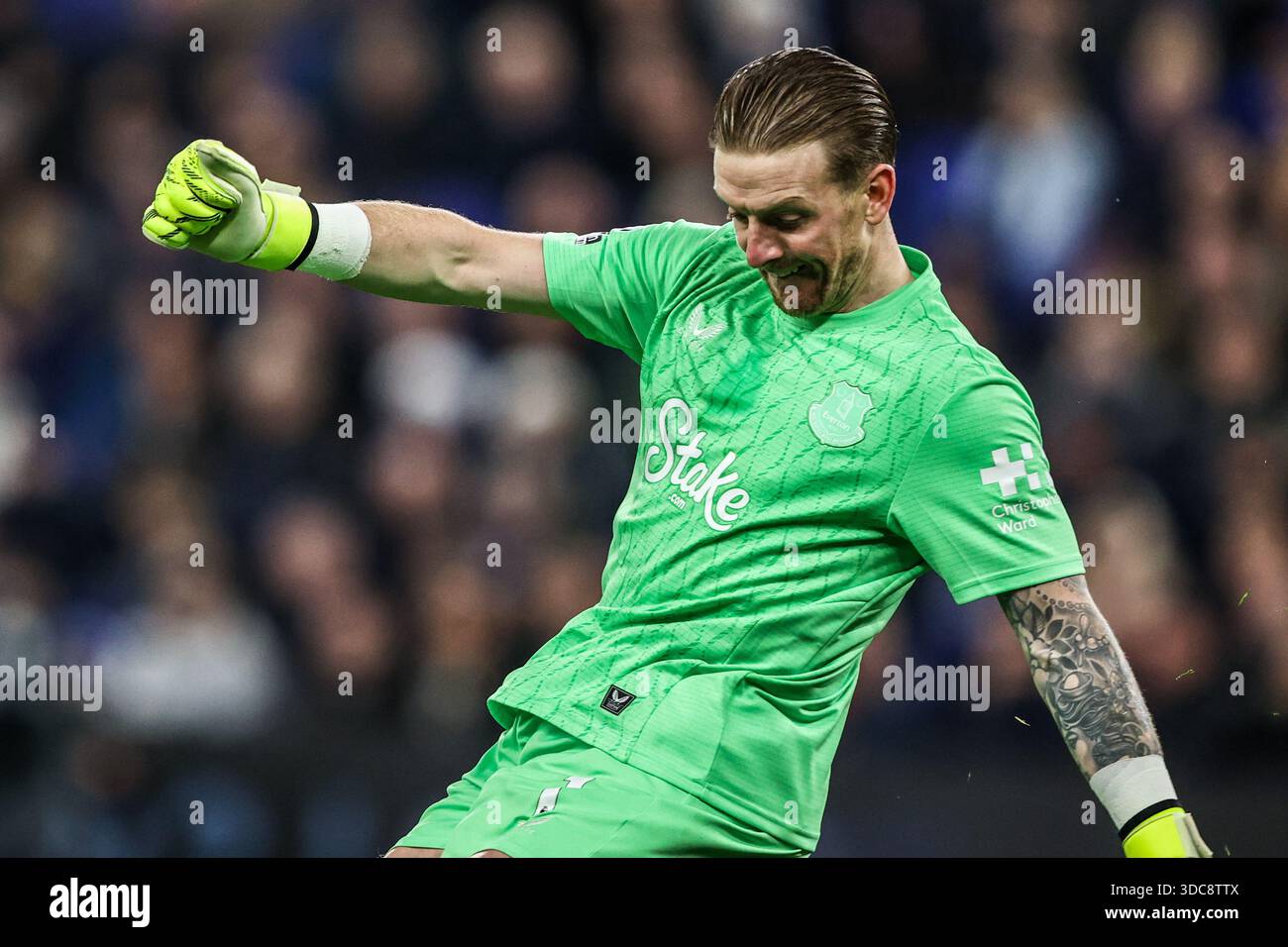 Everton goalkeeper Jordan Pickford during the Premier League match ...