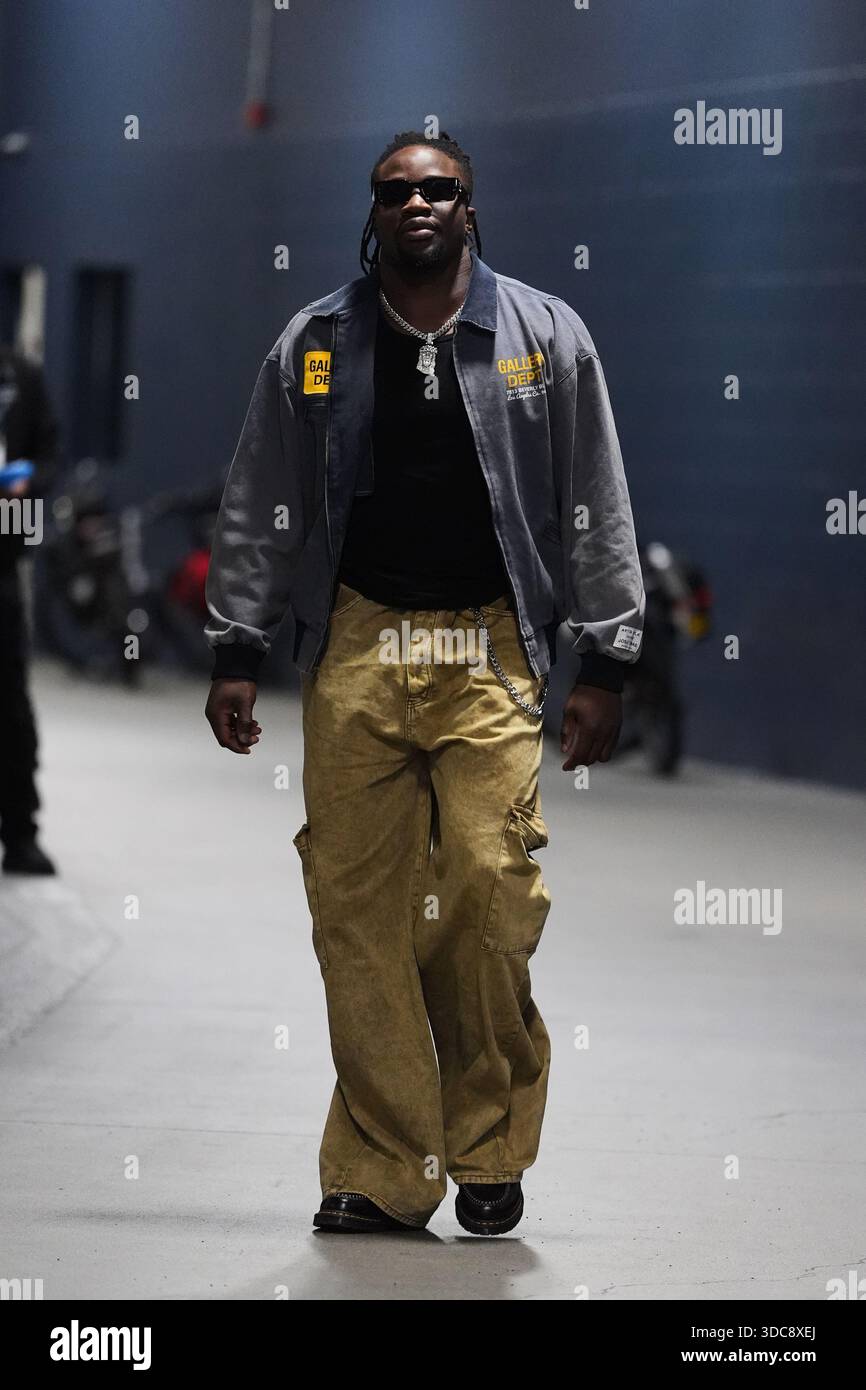 Seattle Seahawks linebacker Boye Mafe arrives before an NFL football ...