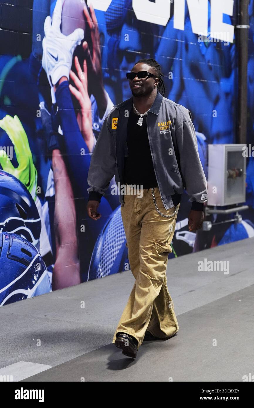 Seattle Seahawks linebacker Boye Mafe arrives before an NFL football ...