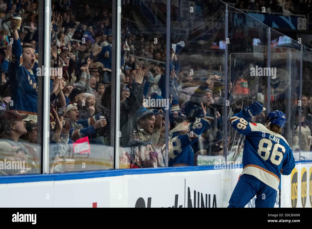 Vancouver Goldeneyes' Michela Cava (86) celebrates her goal against the ...