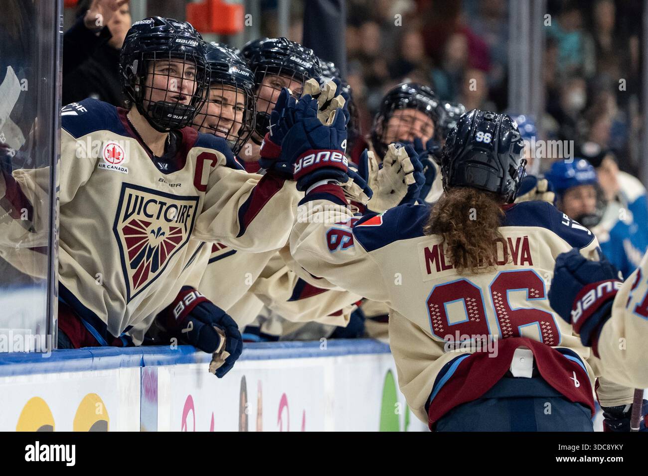 Montreal Victoire's Marie-Philip Poulin (29) celebrates with Natalie ...