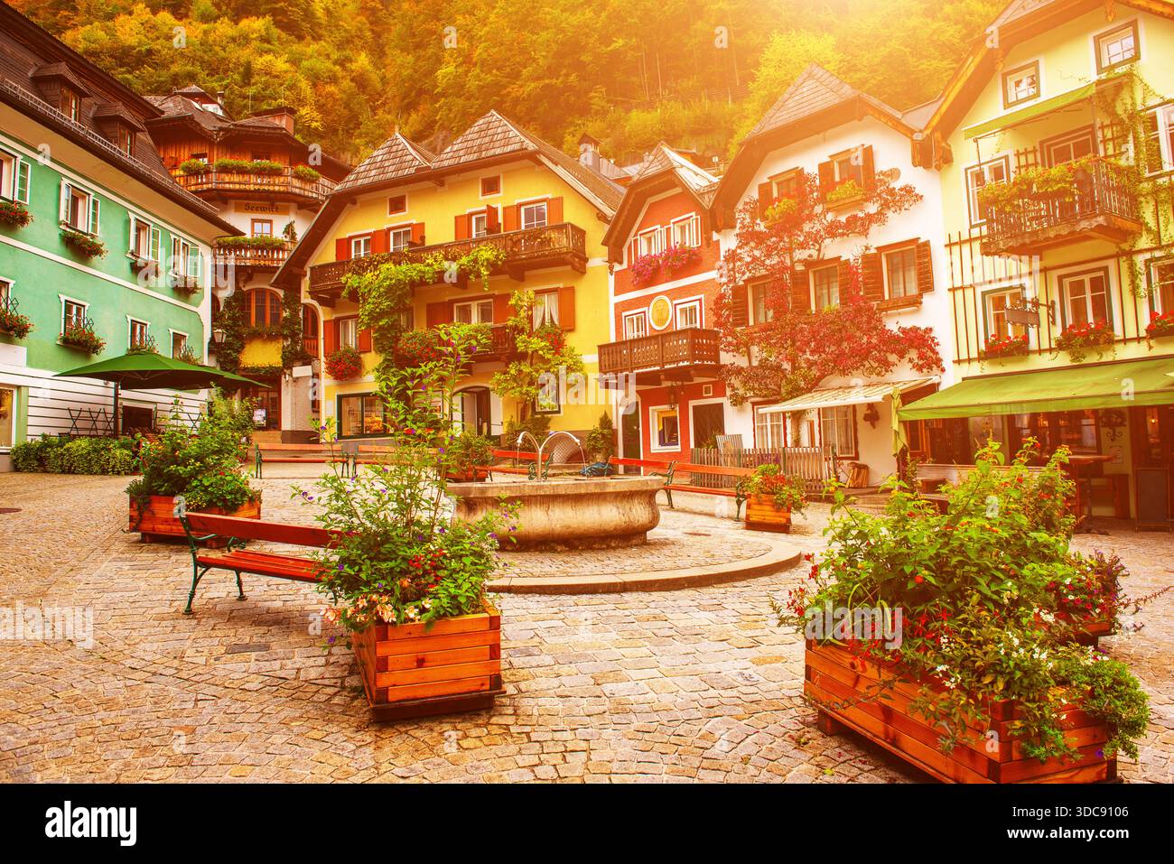 Hallstatt, Austria. The center square of Hallstatt, known as Marktplatz ...