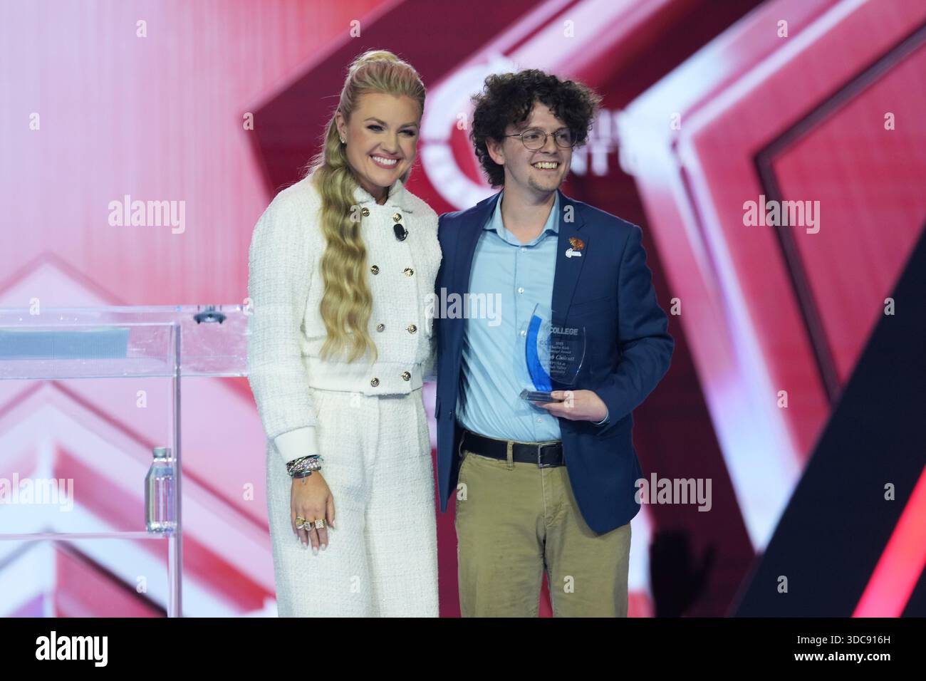 Erika Kirk, left, poses with student Caleb Chilcutt during Turning ...