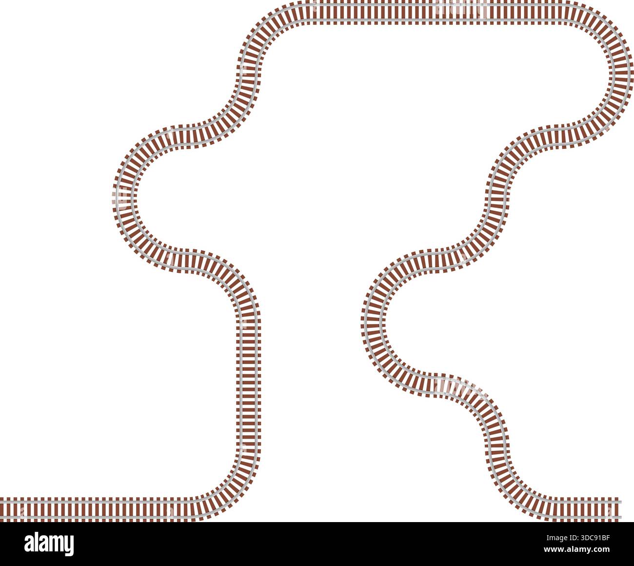Overhead train track showing irregular wave curvature along a ...