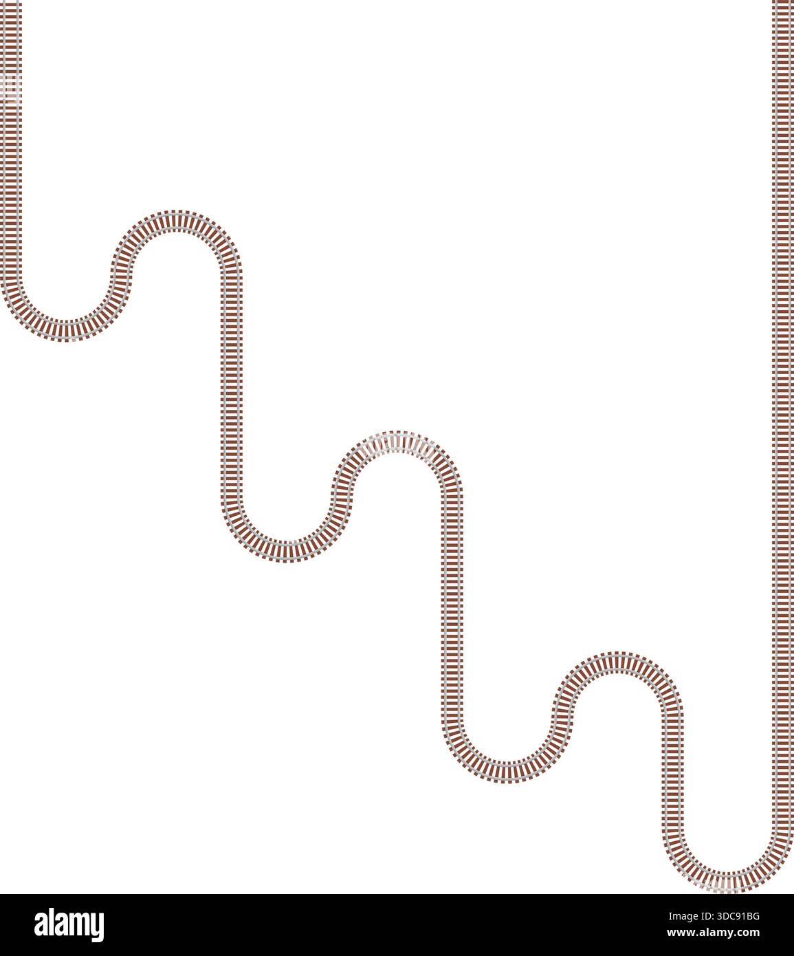Overhead railroad line following a diagonal course shaped by continuous ...