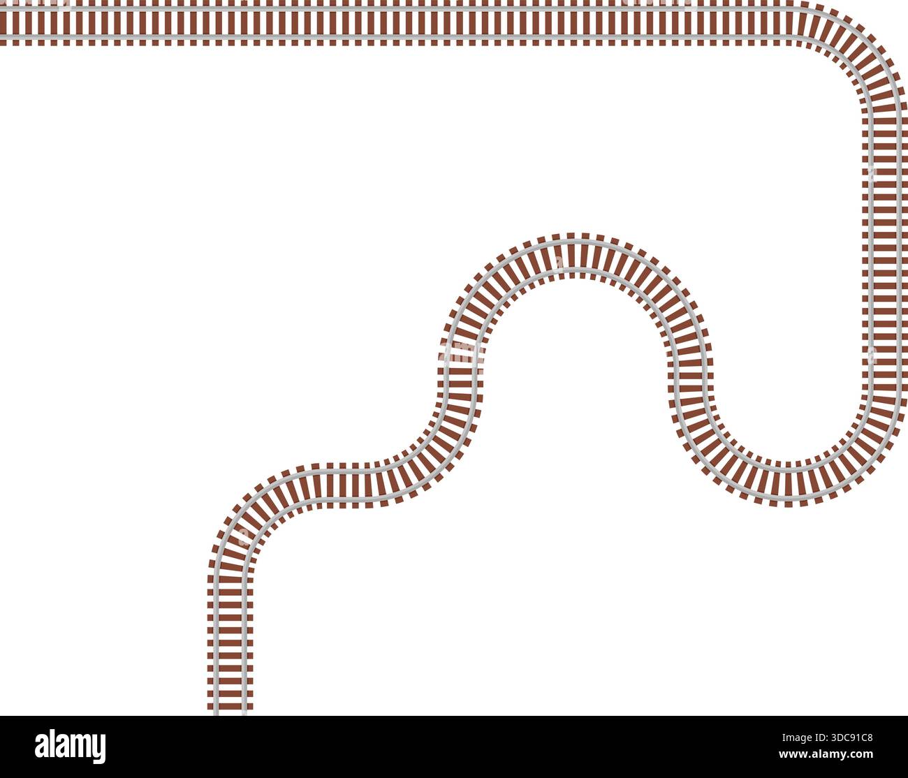 Train track line defined by continuous wave curvature routing Stock ...