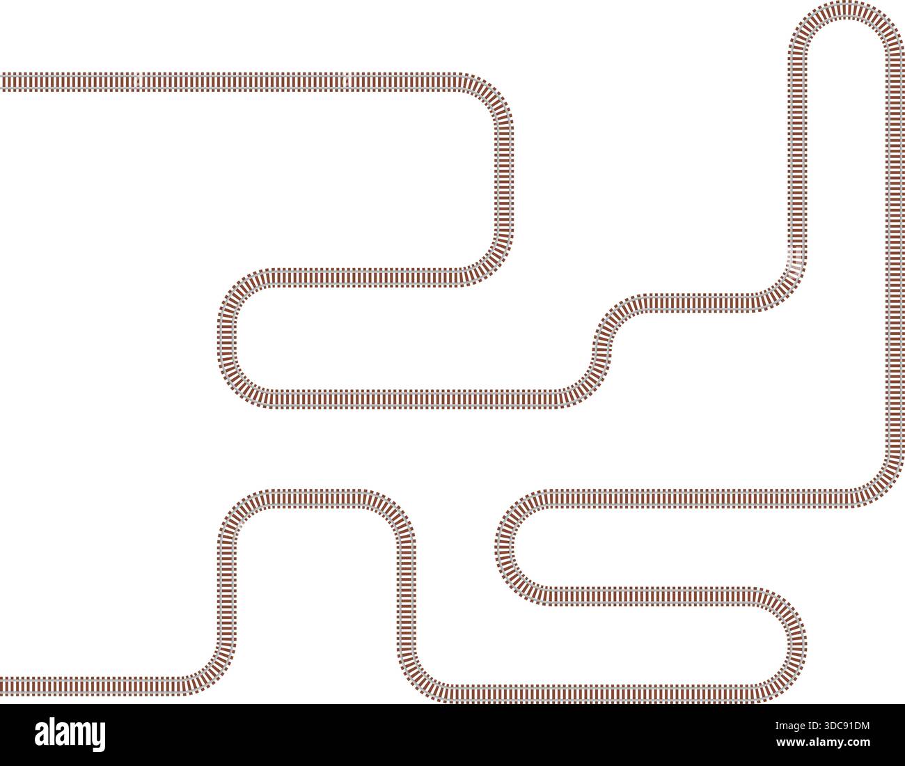 Train track layout merging maze organization with zigzag curvature flow ...