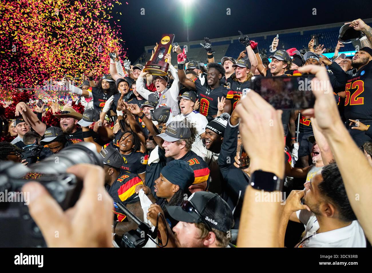 The Ferris State Bulldogs celebrate after winning the NCAA Division II ...