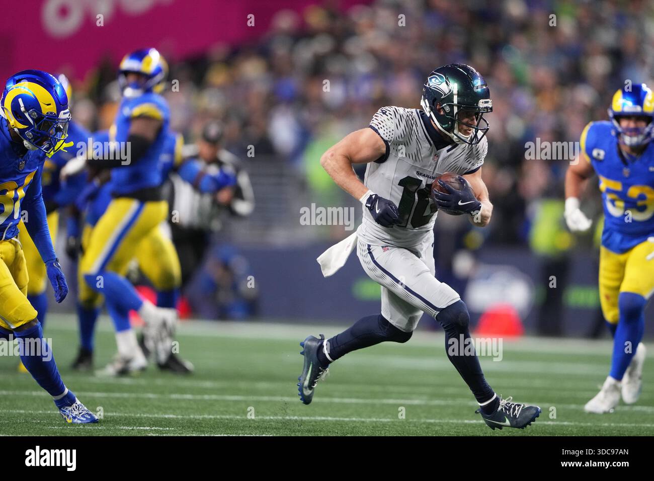Seattle Seahawks wide receiver Cooper Kupp (10) runs the ball during an ...
