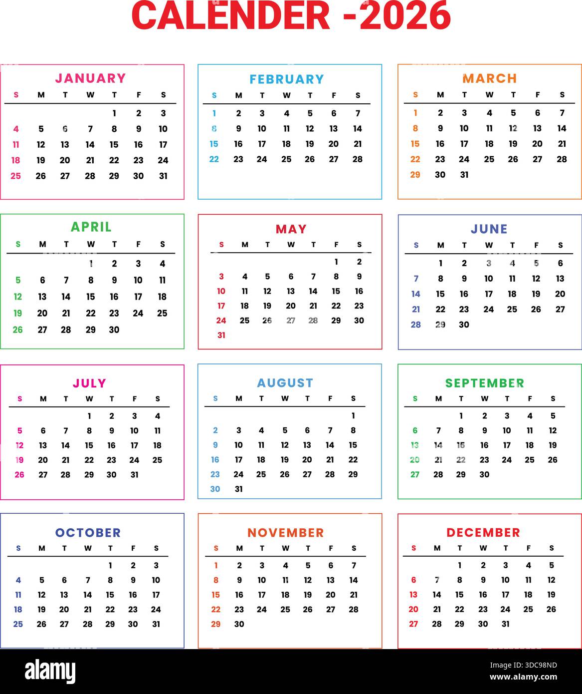 Minimalist 2026 wall calendar hi-res stock photography and images - Alamy
