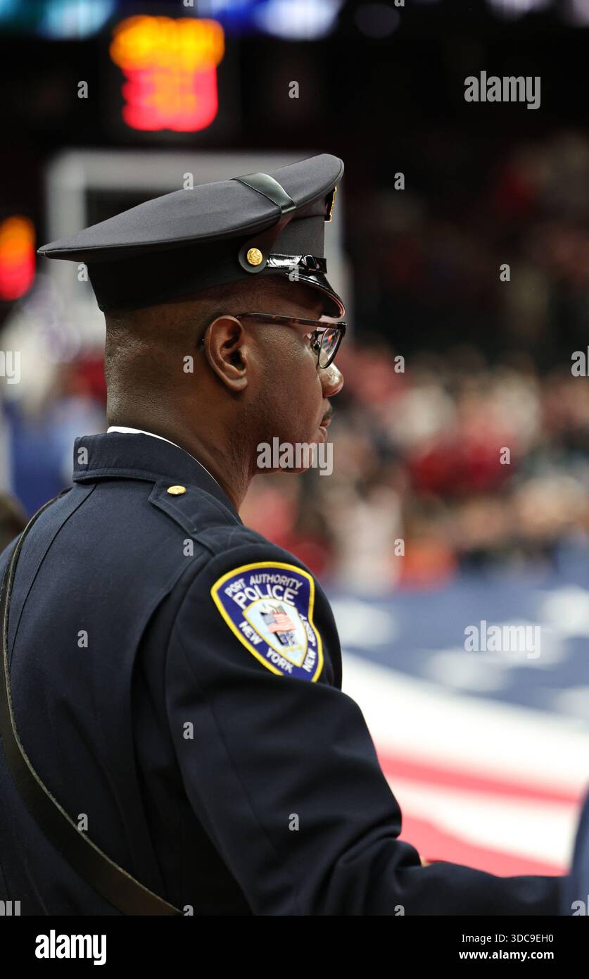 December 20, 2025; Newark, New Jersey; A Port Authority police office ...