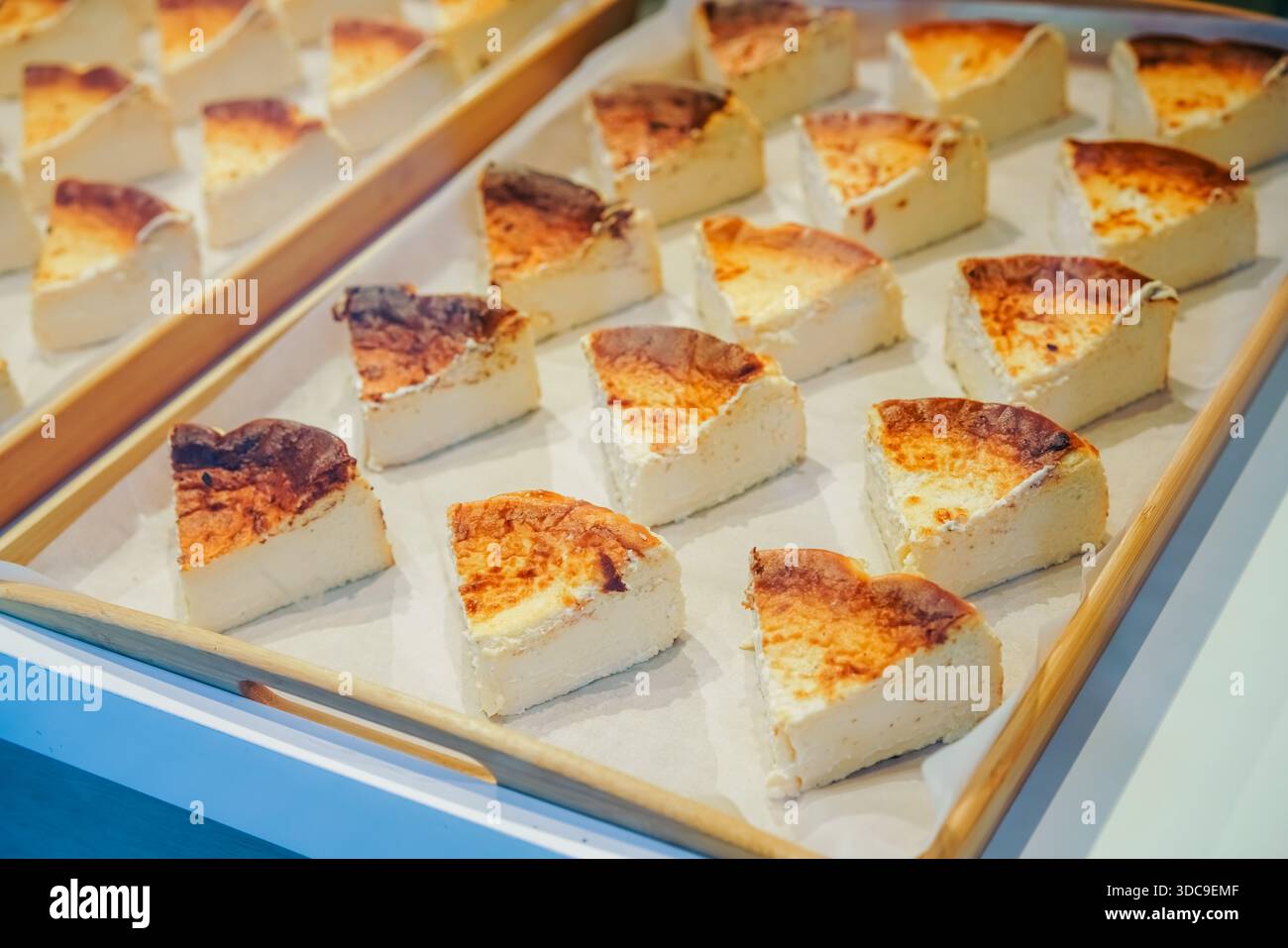 Valencia, spain - 2 sep 2025 San Sebastian cheesecake and tiramisu ...