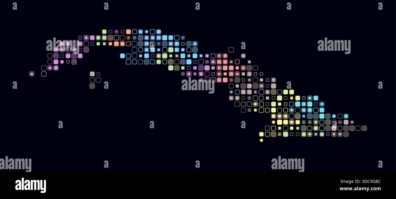 Cuba, shape of the country build of colored cells. Digital style map of ...