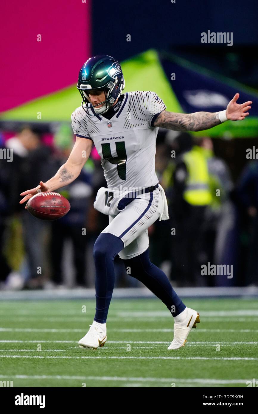Seattle Seahawks punter Michael Dickson (4) punts the ball before an ...
