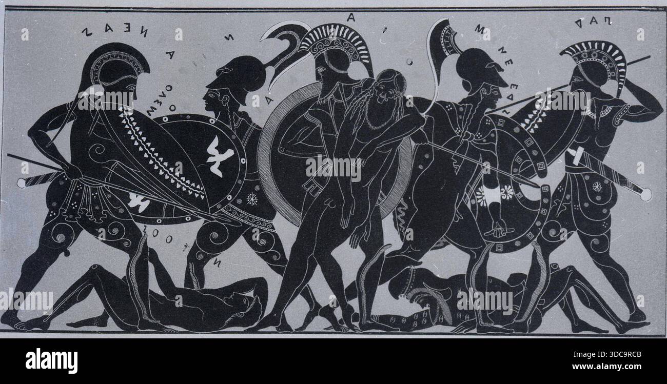 Ancient Greek warriors fighting Stock Photo - Alamy