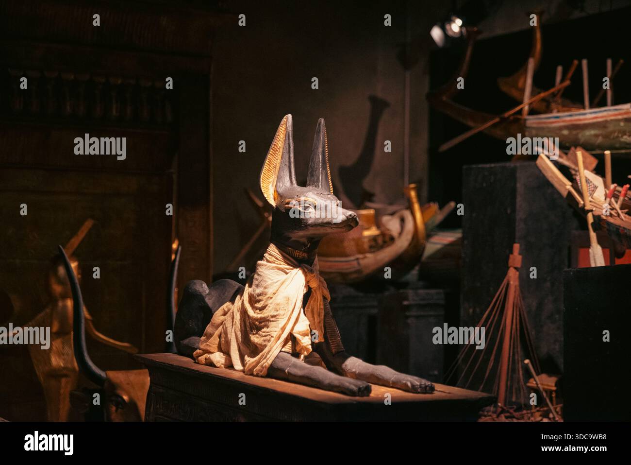 Bratislava, Slovakia - November 15, 2025: Anubis jackal statue ...