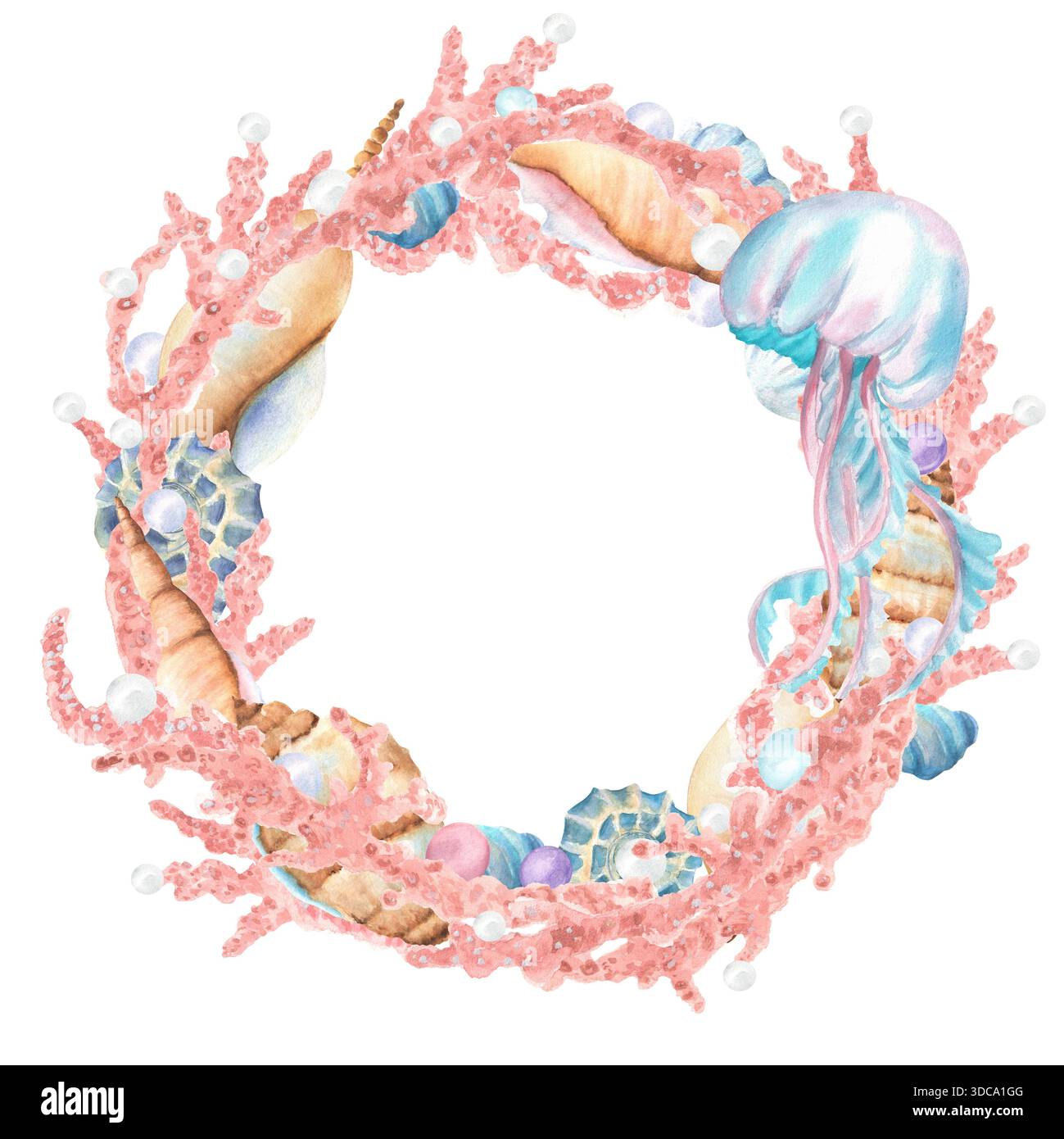 Illustration jellyfish circle Cut Out Stock Images & Pictures - Alamy