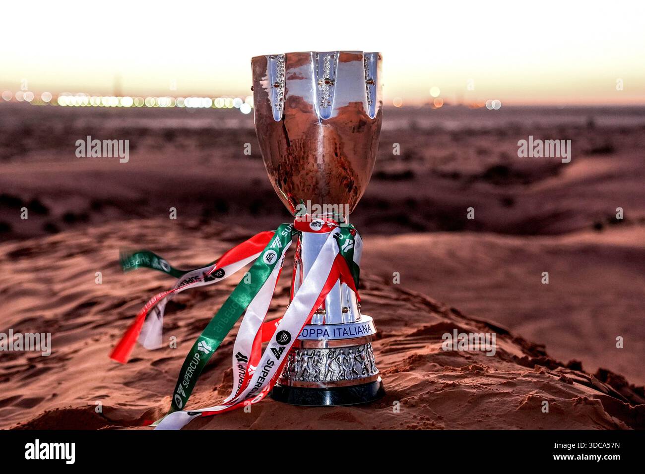 The Italian Super Cup standing in desert landscape at sunset , Saudi ...