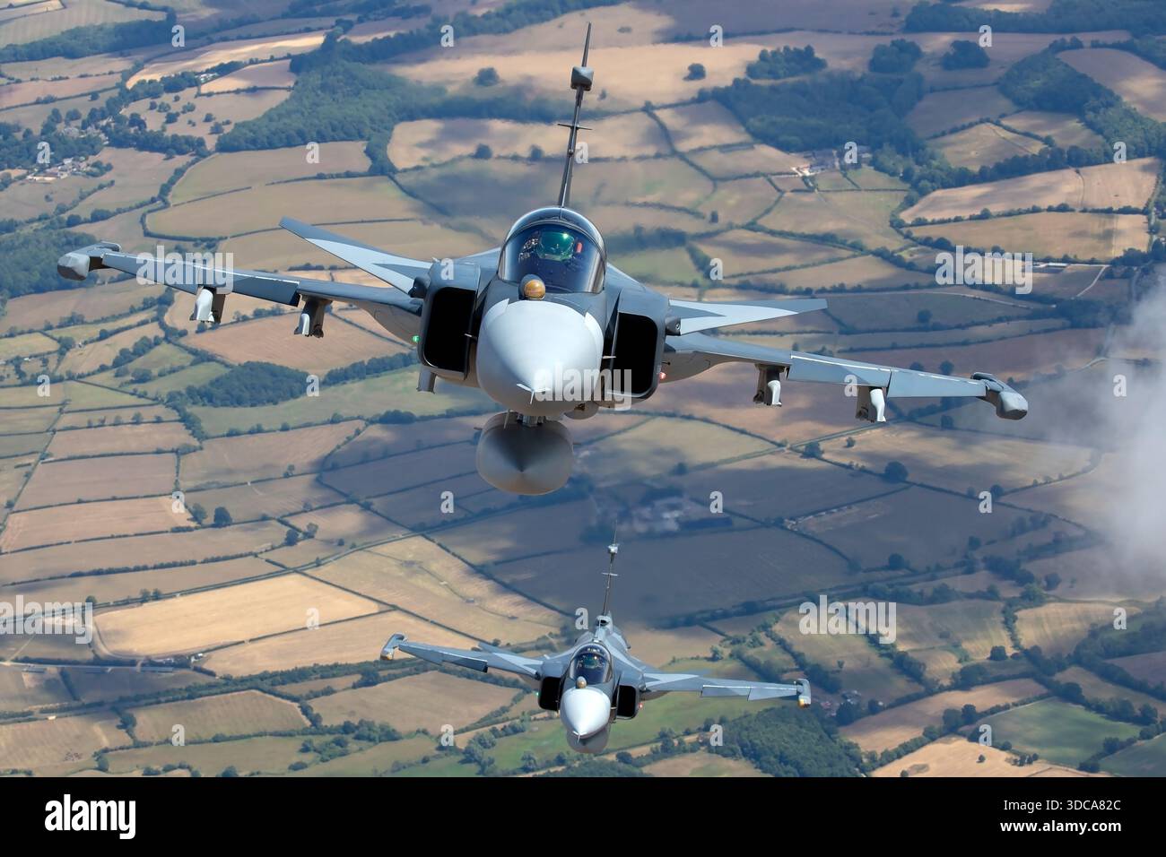 The photograph shows Swedish Air Force Saab JAS 39E Gripen fighter ...