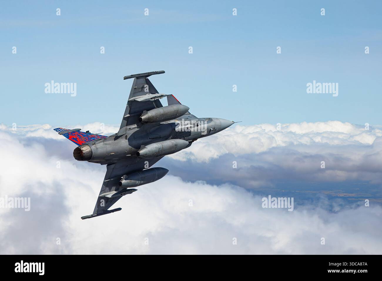 This photograph shows a Czech Air Force Saab JAS 39C Gripen fighter ...