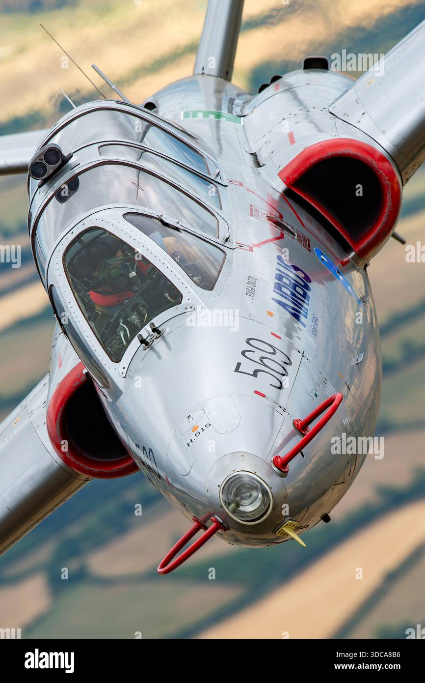 The French Air Force Fouga CM-170 Magister CM-170R is shown airborne ...