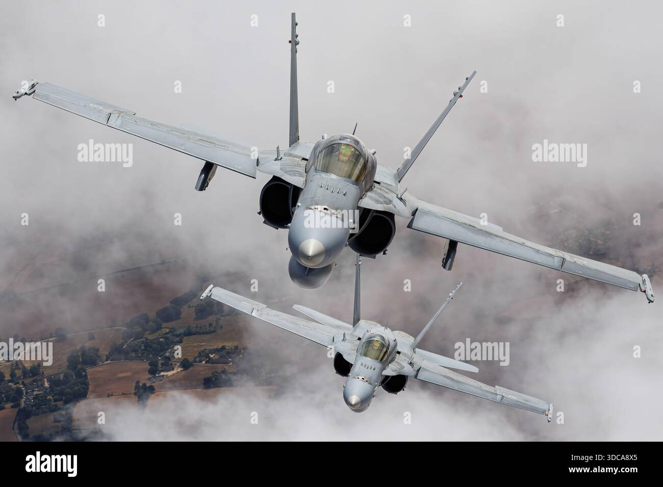 A Finnish Air Force McDonnell Douglas F/A-18C Hornet is captured in an ...