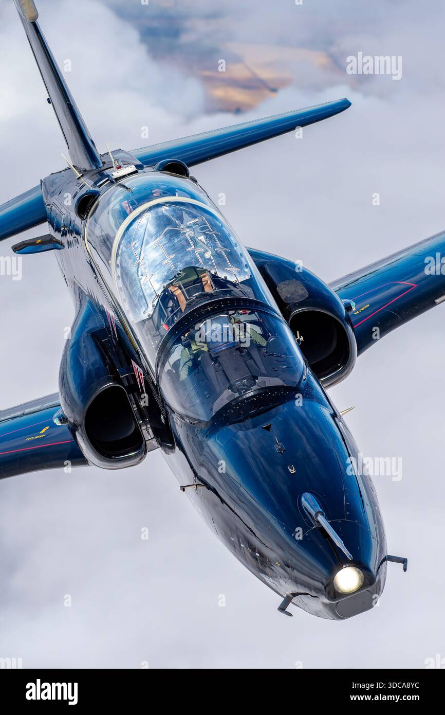 Air-to-air close-up image of a Royal Air Force BAE Systems Hawk T.2 jet ...