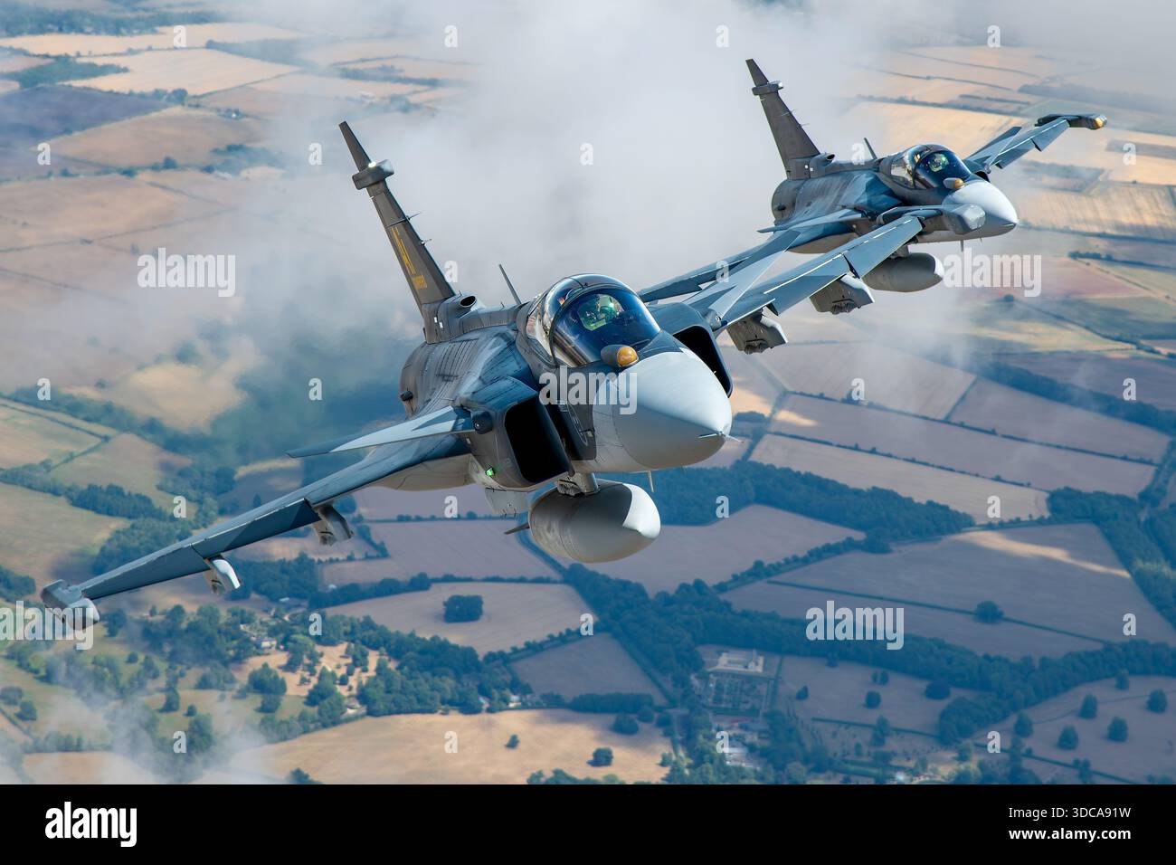 The photograph shows a Swedish Air Force Saab JAS 39E Gripen ...