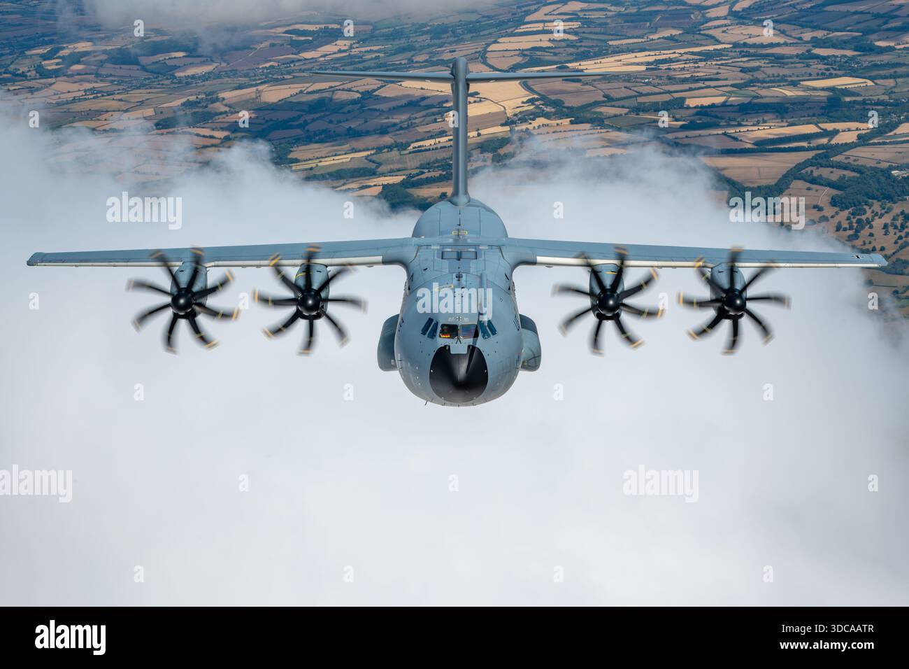 Captured in flight is a German Air Force Airbus A400M Atlas transport ...