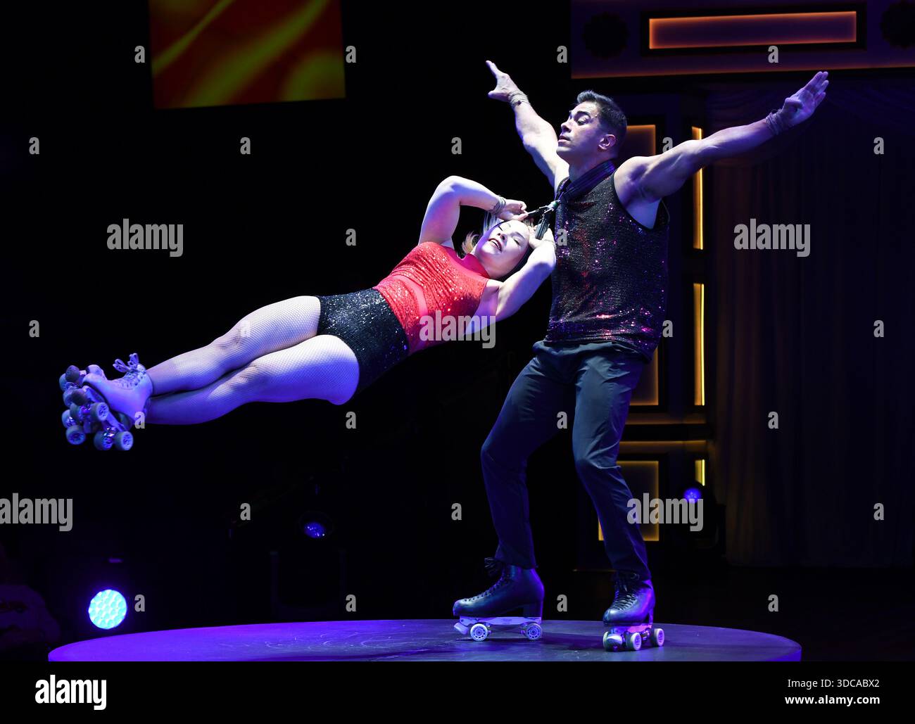 Emelie Sandberg (L) and Roger Segura-Calderon perform their roller ...
