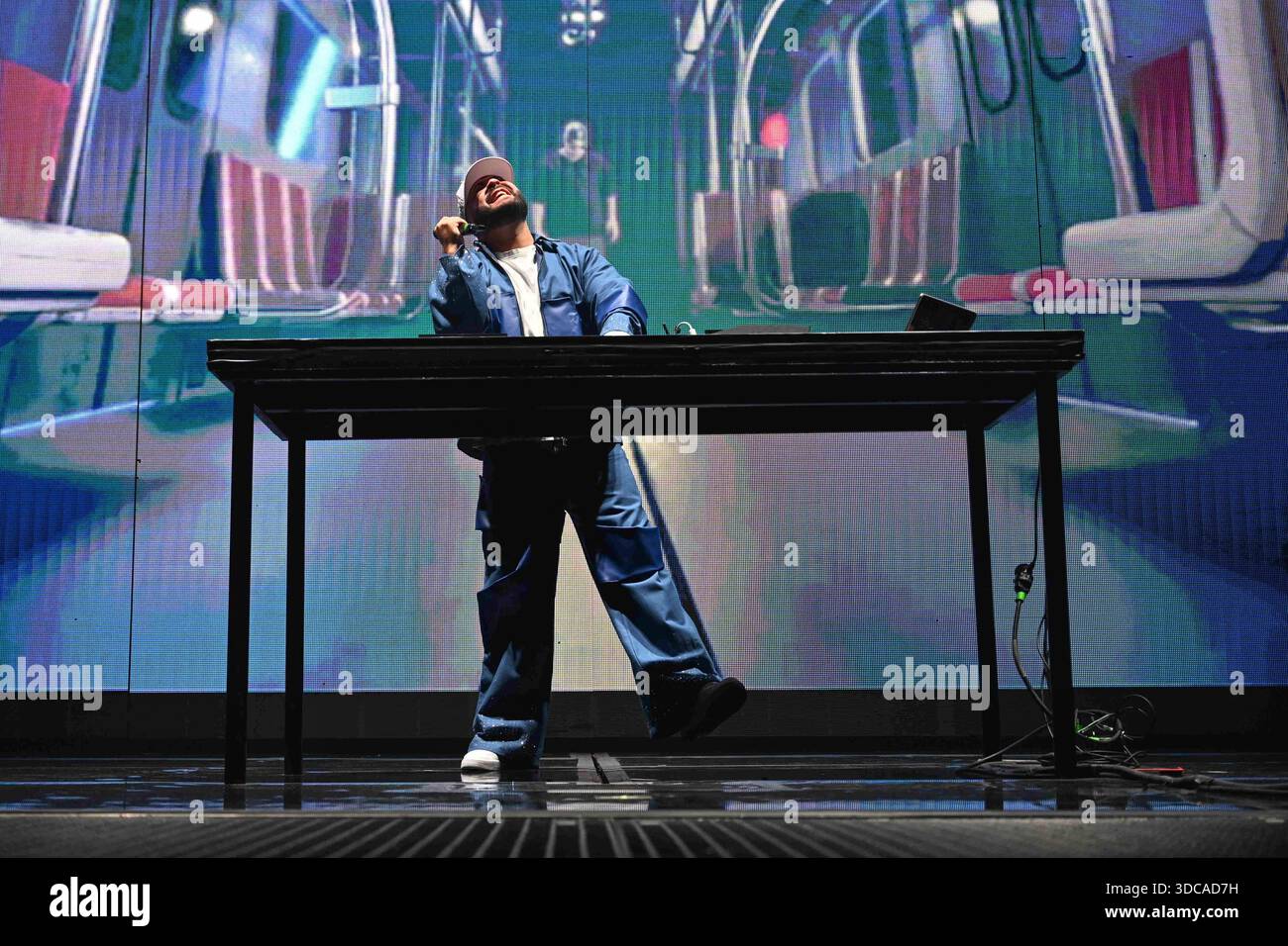 DJ Bens performs at the Defense Arena in Paris, France on December 19 ...
