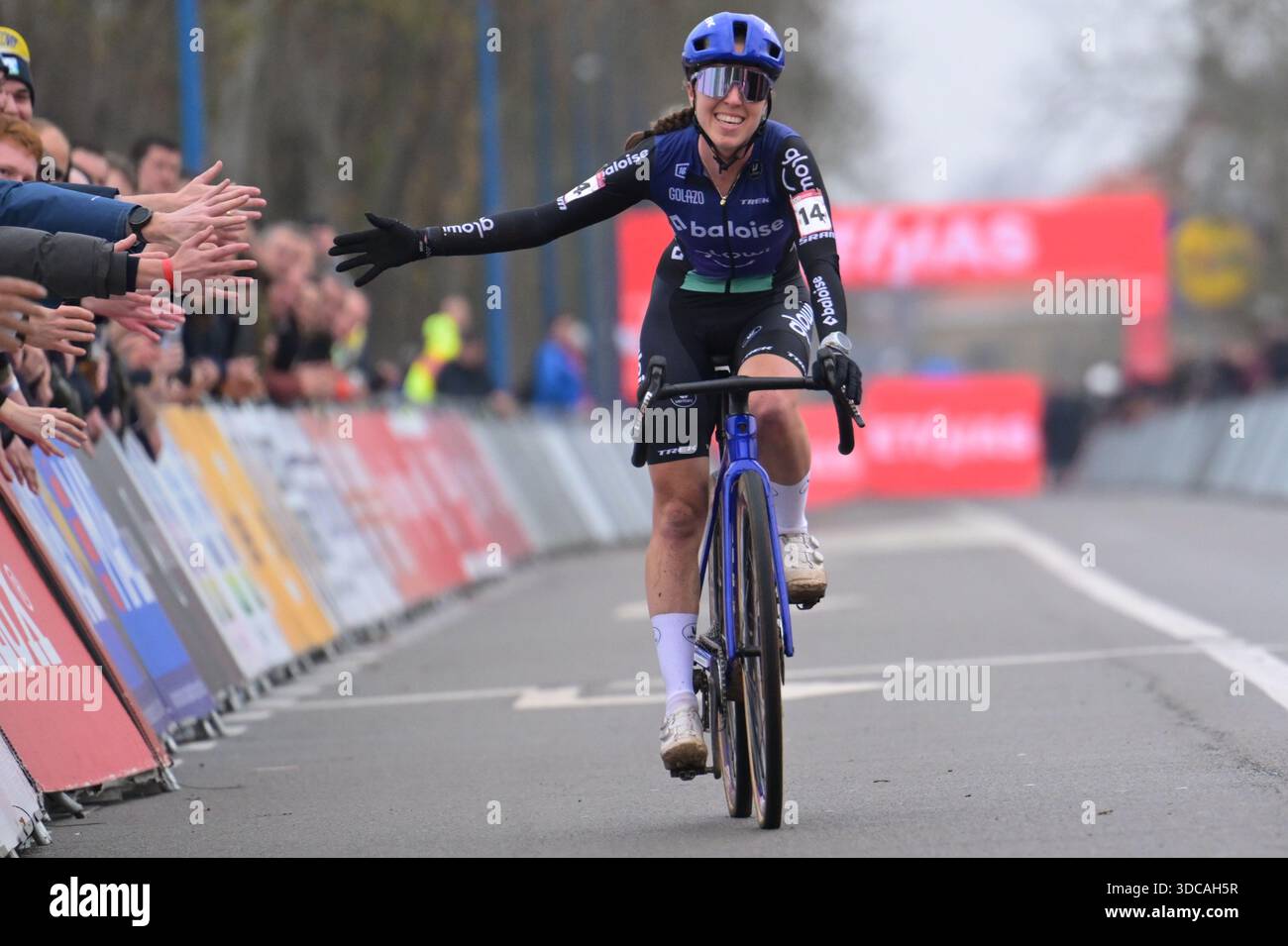Dutch Shirin van Anrooij pictured crossing the finish line of the women ...