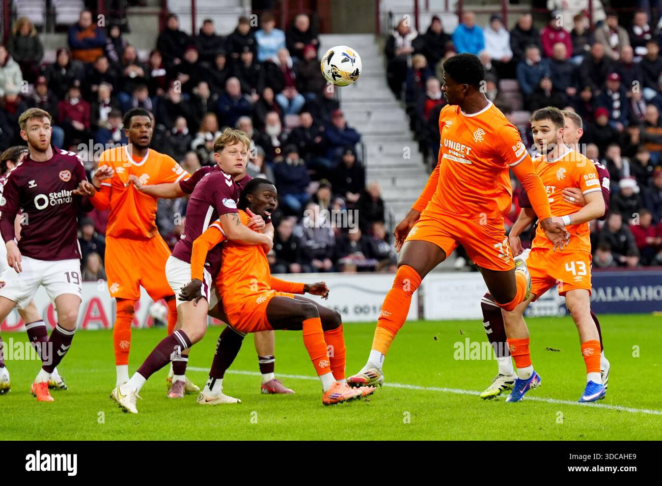 Rangers' Emmanuel Fernandez (front right) header at goal, which was ...