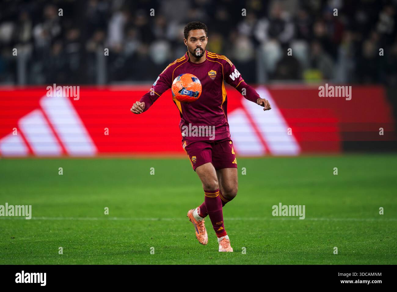 Devyne Rensch of AS Roma in action during the Serie A football match ...