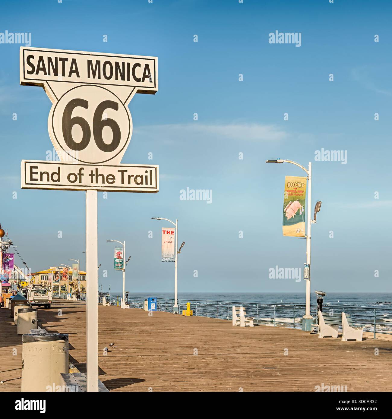 ROUTE 66 ends here in spirit, at "End of the Trail" sign, Santa Monica ...