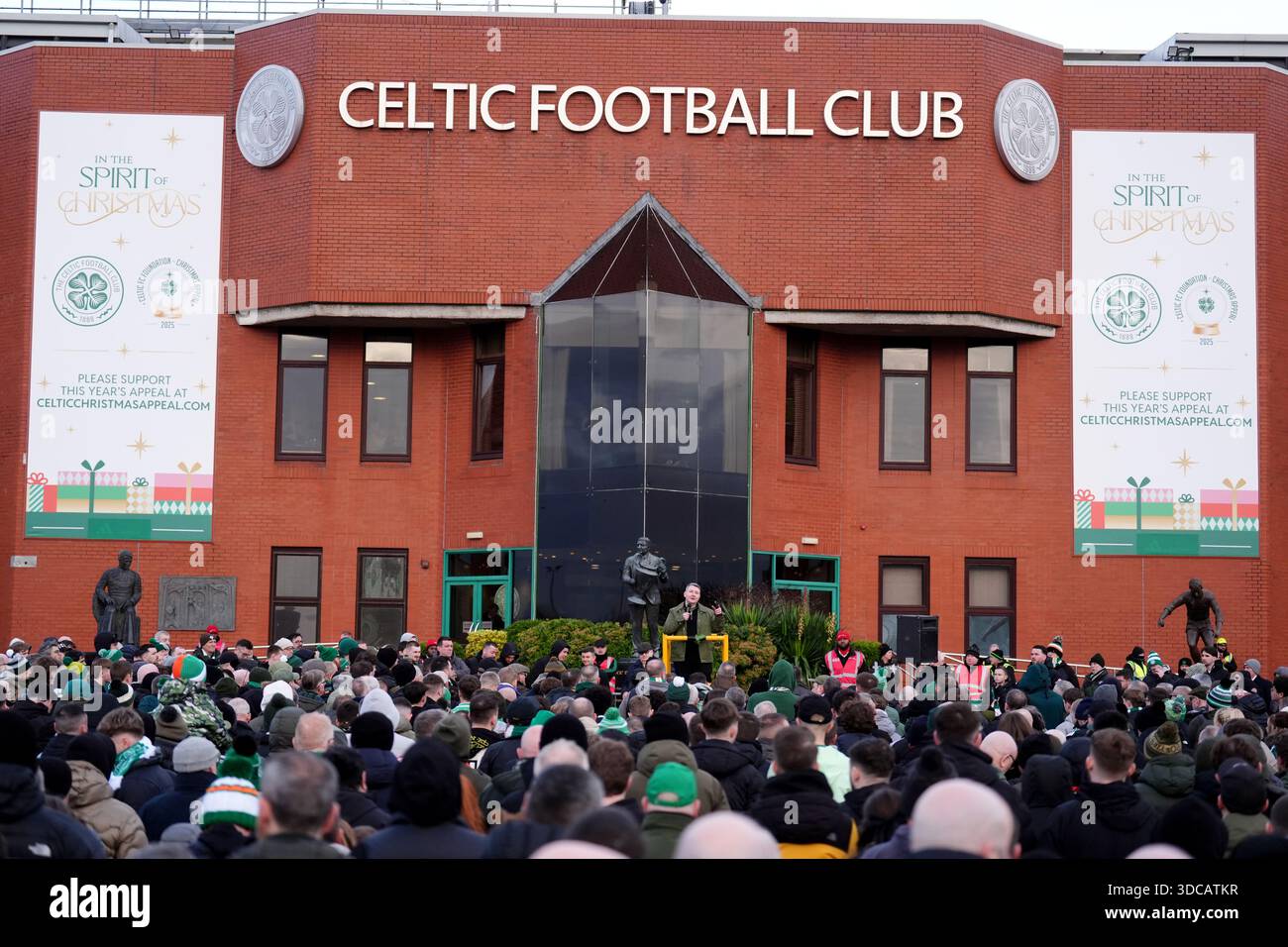 Fan protest outside the stadium before the William Hill Premiership ...