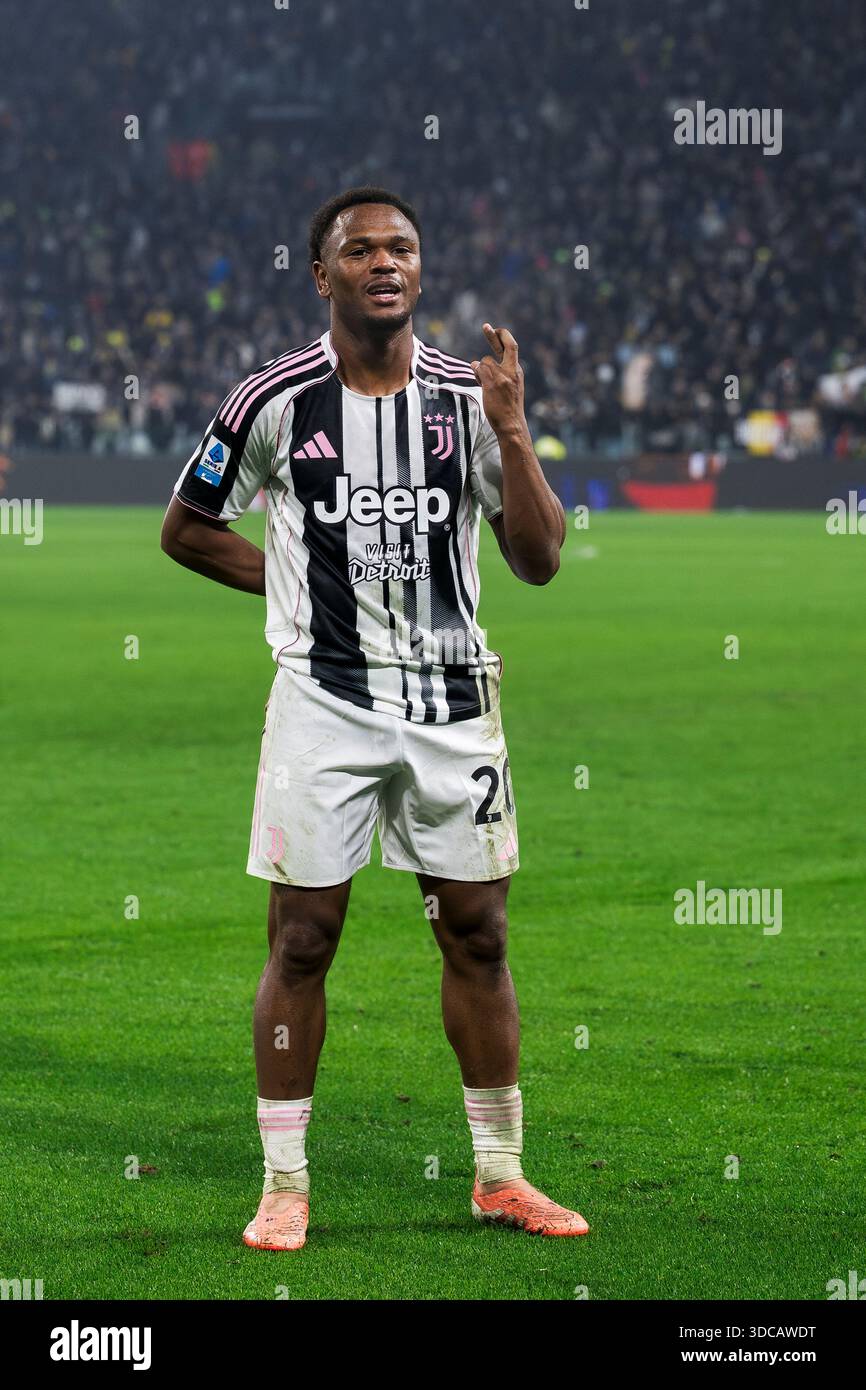 Lois Openda of Juventus FC celebrates after scoring a goal during the ...