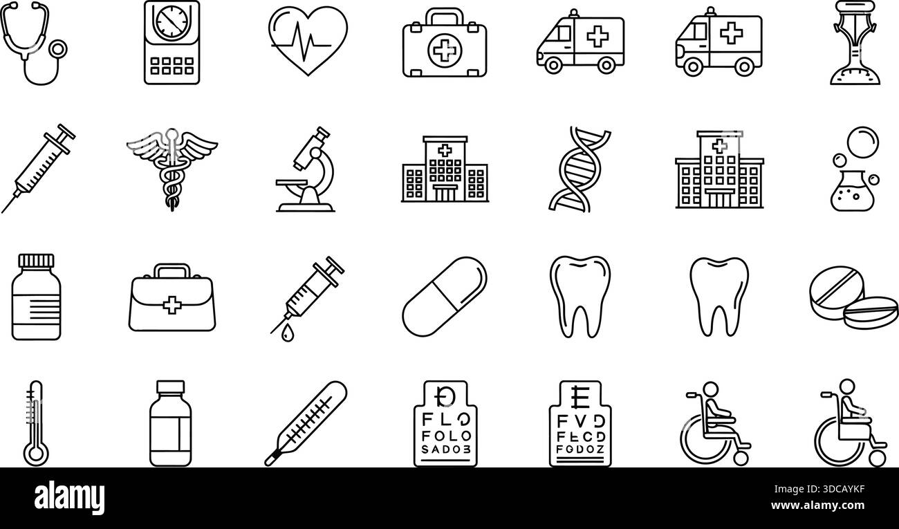 Line art healthcare symbols Stock Vector Images - Alamy