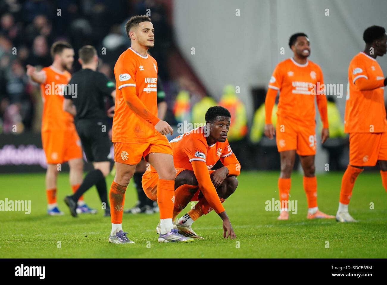 Rangers players show their dejection after the William Hill Premiership ...