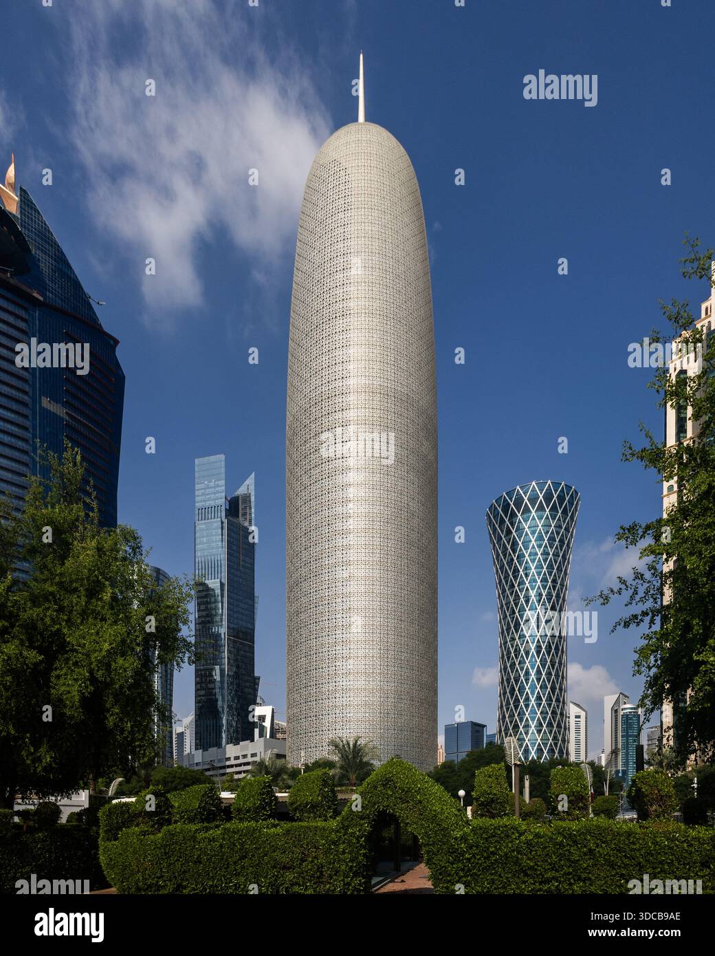 Doha Tower / Burj Doha, designed by architect Jean Nouvel, with layered ...